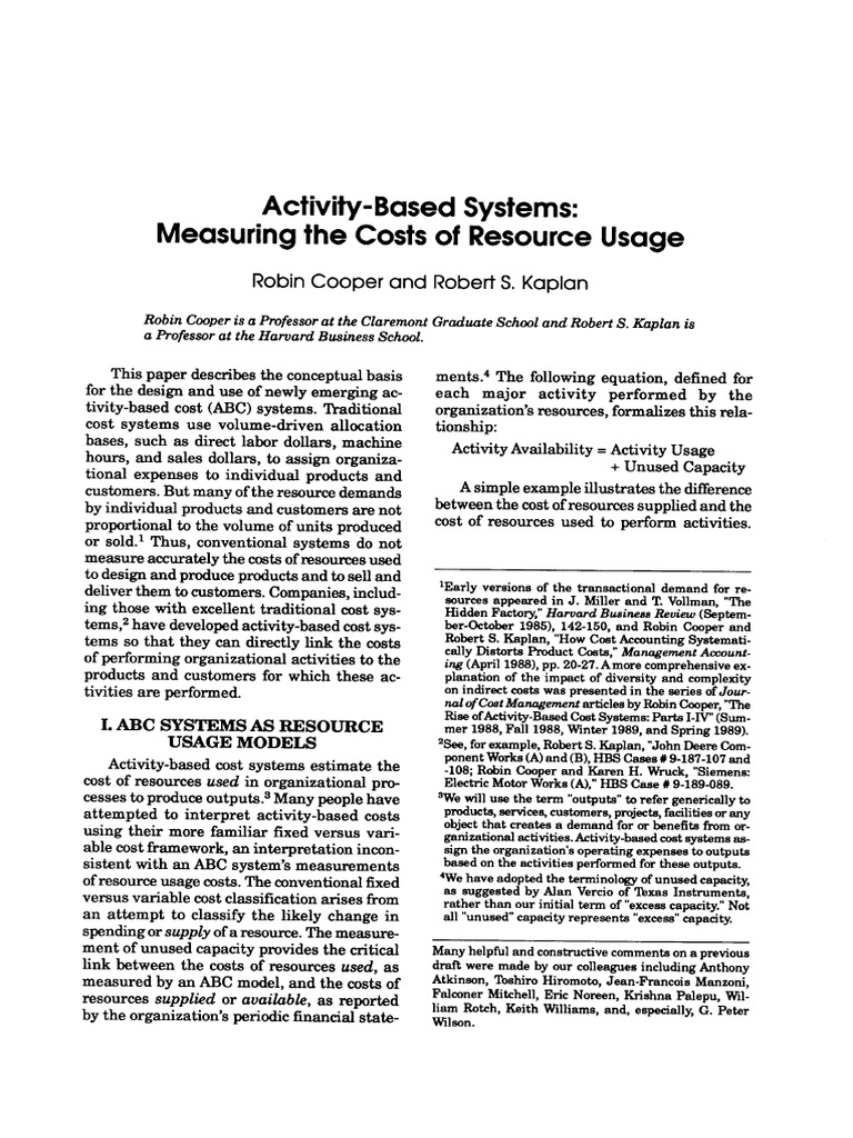 Activity-Based Systems Cost Measurement | PDF | Computers