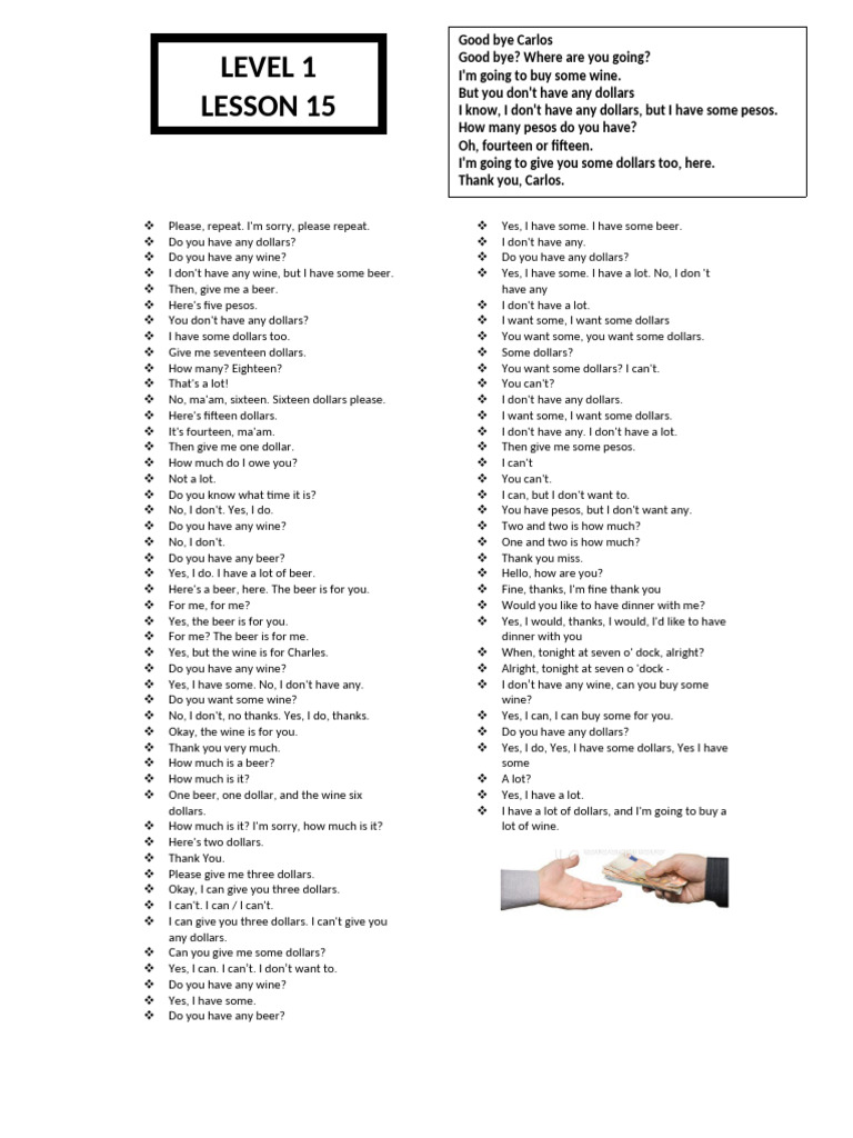 Level 1 Lesson 15 | PDF