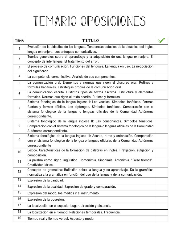 Temario Oposiciones | PDF | Fonología | Palabra