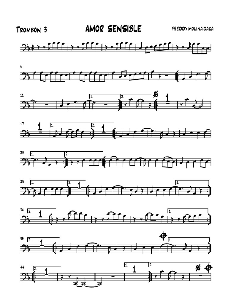 AMOR SENSIBLE - Trombón 3 | PDF