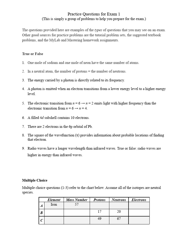 Fa24 Practice Questions For Exam 1 | PDF