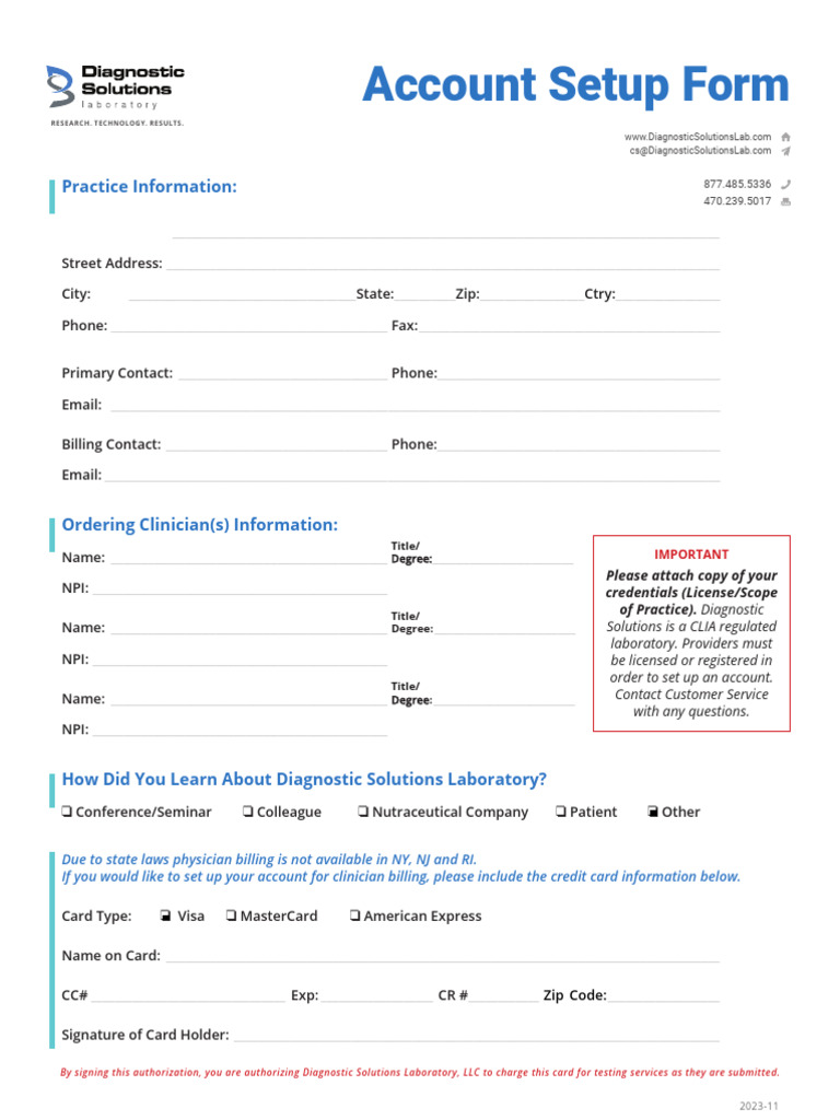 Account Set Up Form | PDF