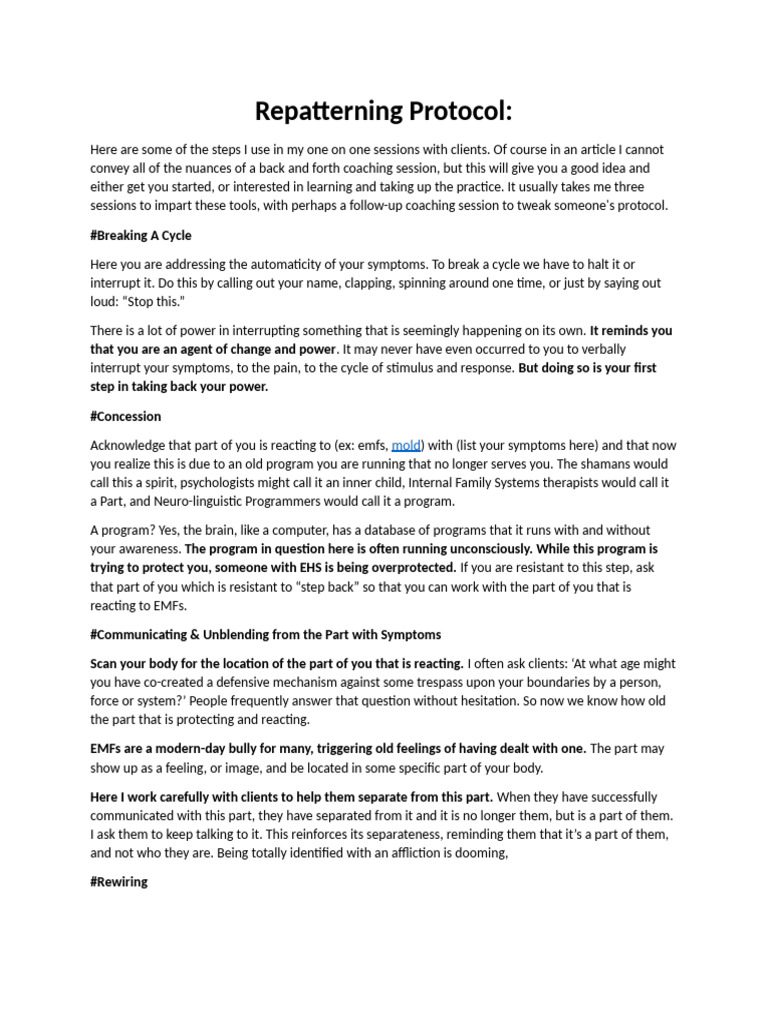 Repatterning Protocol Brain Retraining | PDF