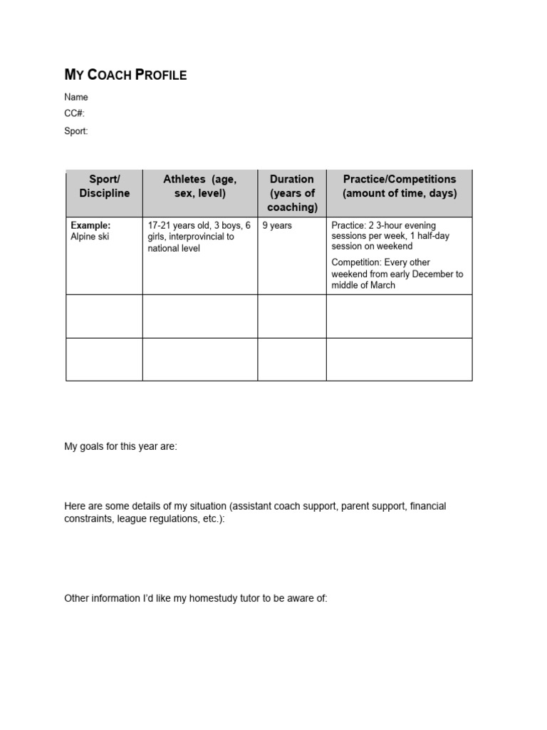 Coach Profile and Experience Overview | PDF | Sports & Recreation