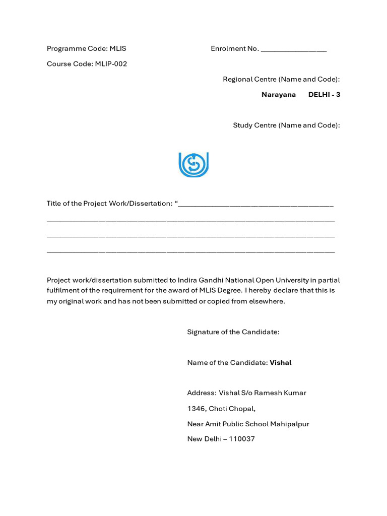 Project Front Page | PDF