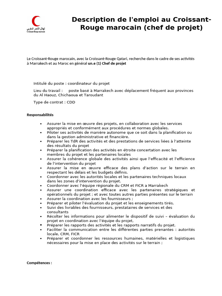 Chef Du Projet CRM CRQ Septembre 2024 | PDF