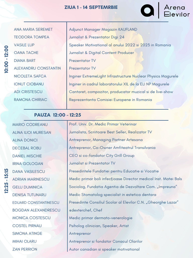 Program Arena Elevilor | PDF