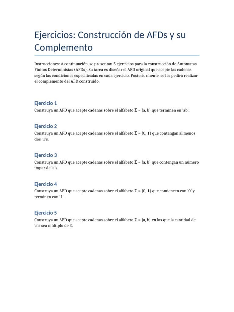 Ejercicios AFDs | PDF