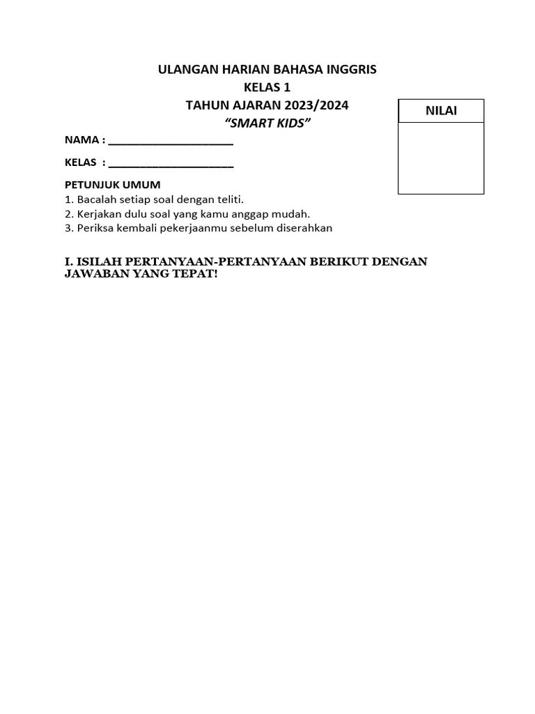 Ulhar Ing Kelas 1 | PDF