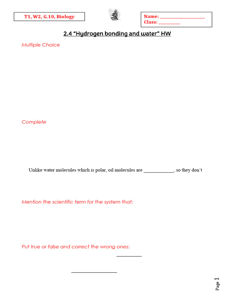 2.4 Hydrogen Bonding and Water | PDF