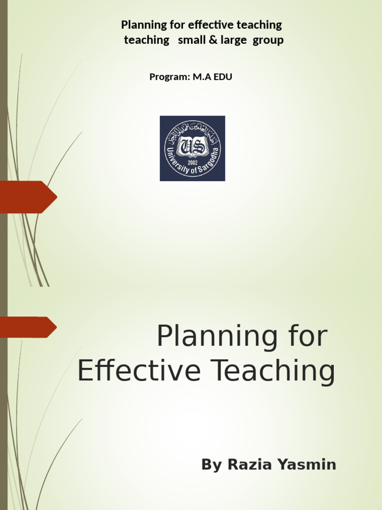 Planning For Effective Teaching | PDF | Learning | Lecture