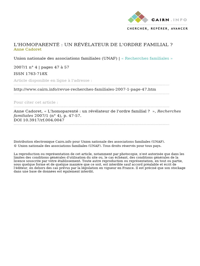 Anne Cadoret-Lhomoparenté | PDF
