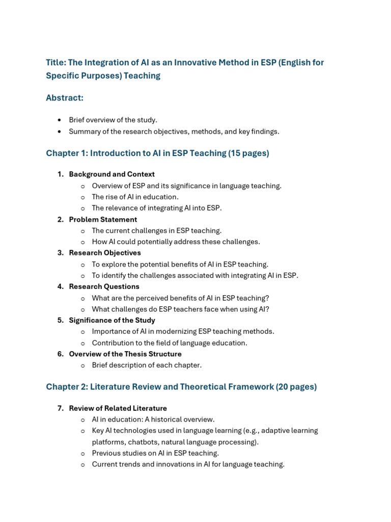 The Integration of AI As An Innovative Method in ESP (English For Specific Purposes) Teaching ...