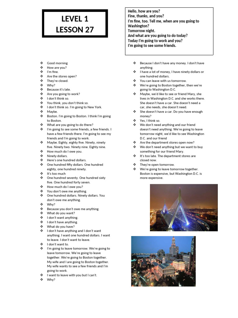 Level 1 Lesson 27 | PDF