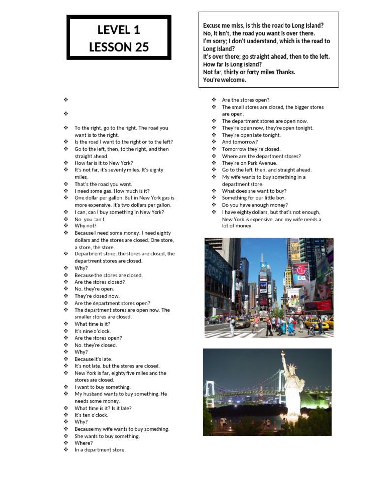 Level 1 Lesson 25 | PDF
