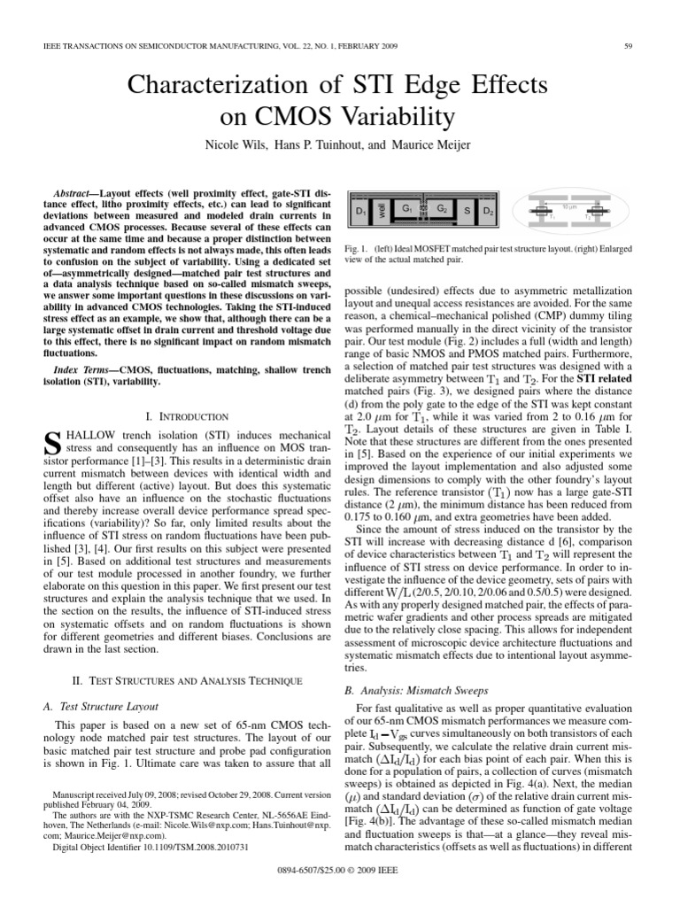 Characterization of STI Edge Effects On CMOS Variability | PDF