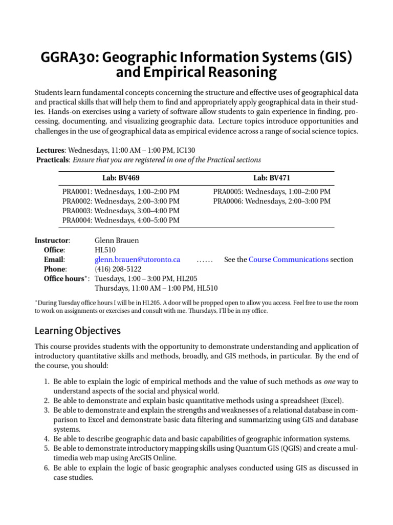 GGRA30H3 Syllabus | PDF