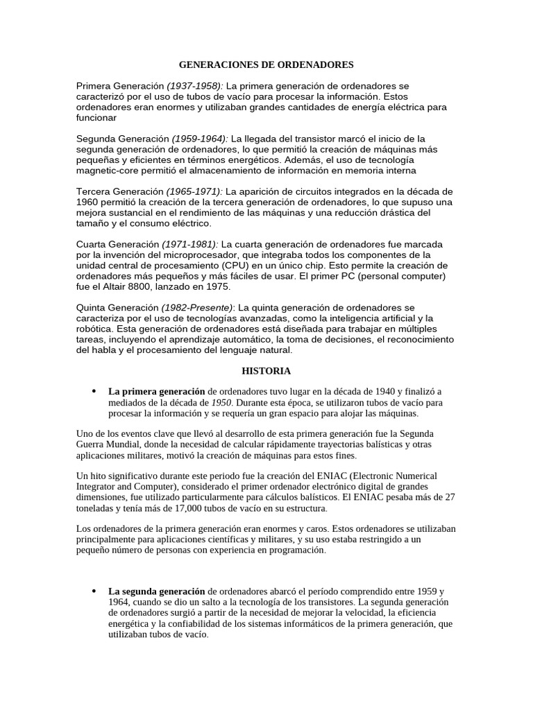 Generaciones-de-ordenadores | PDF