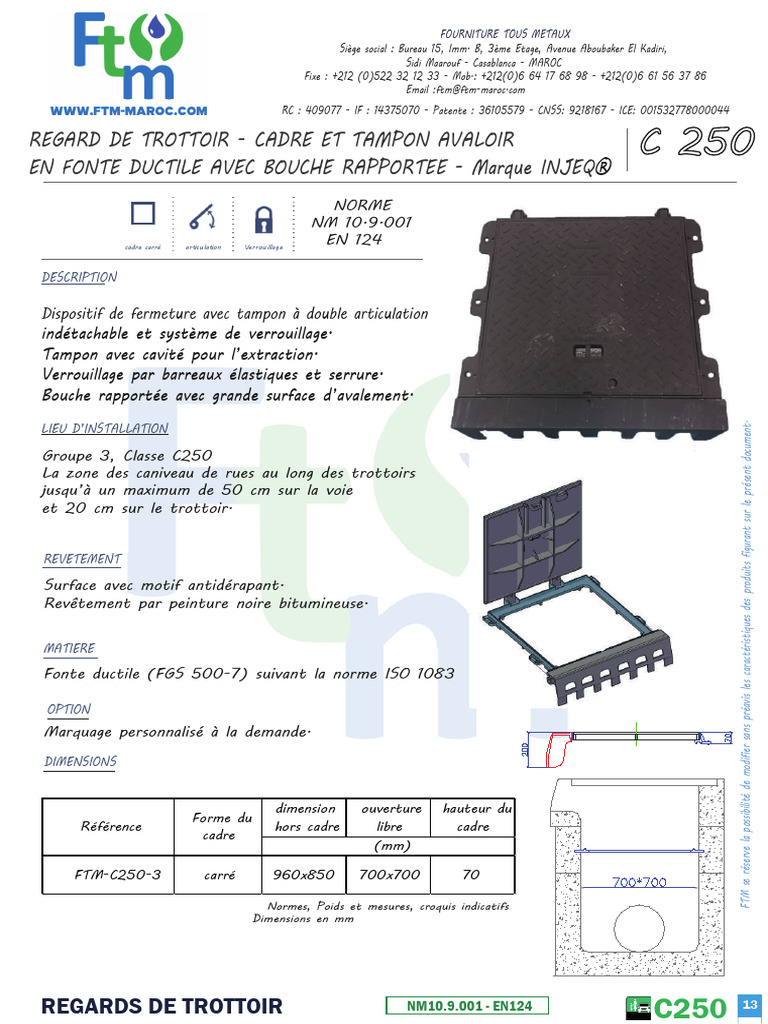 Fiche Avaloir C250-2art | PDF