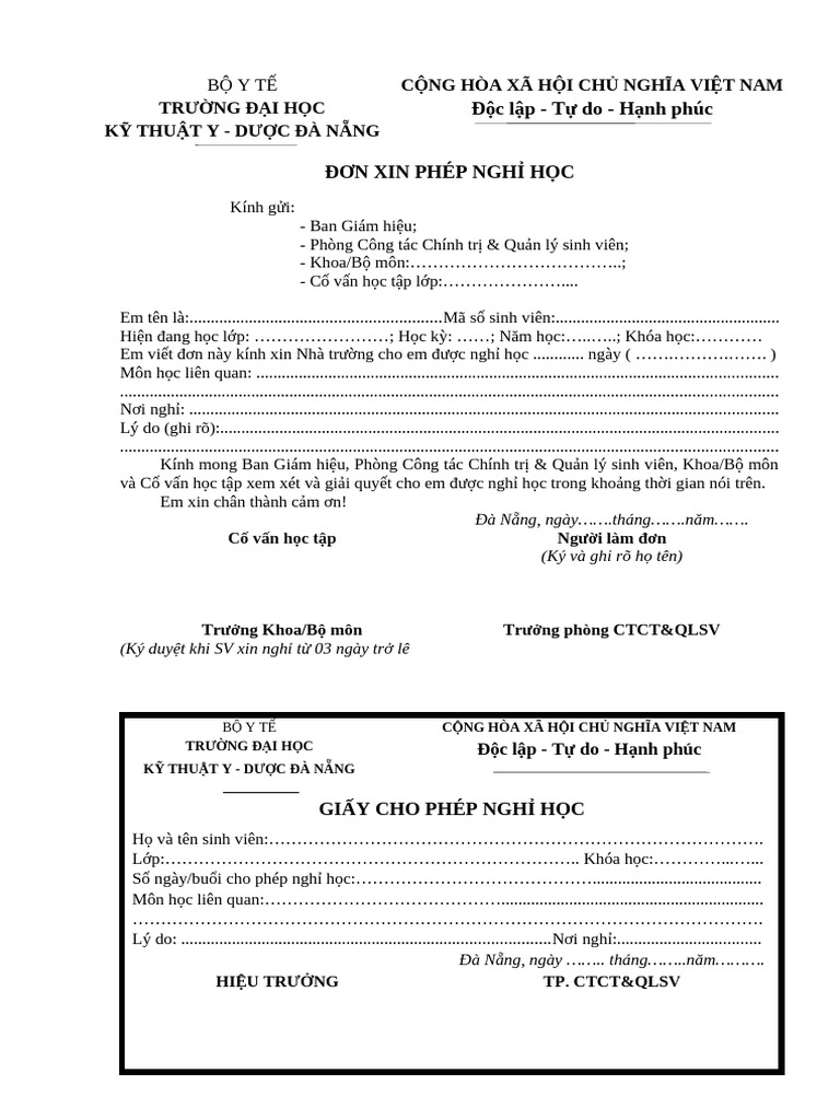 Don Xin Phep Nghi Hoc | PDF