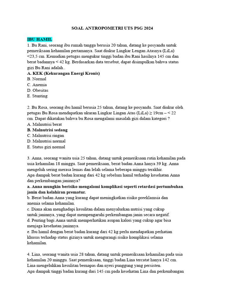 UTS PSG_soal antropometri | PDF