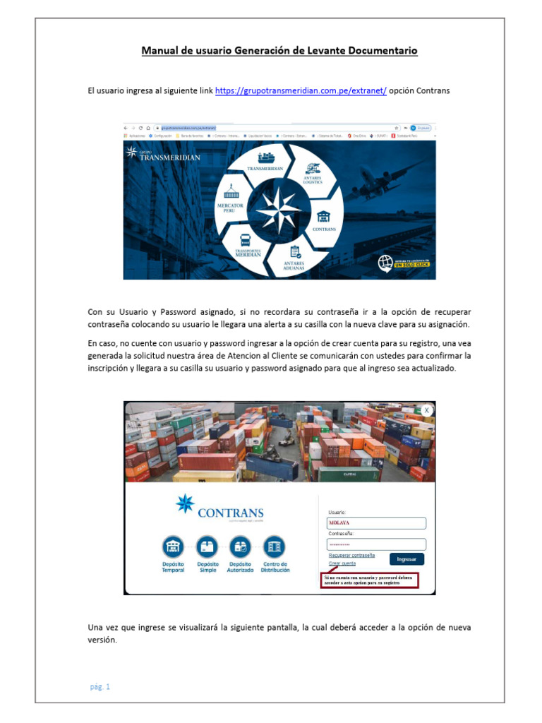 CONTRANS-Manual de Usuario Levante Documentario | PDF