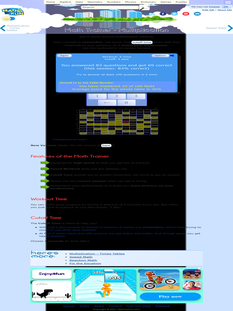 Math Trainer - Multiplication | PDF