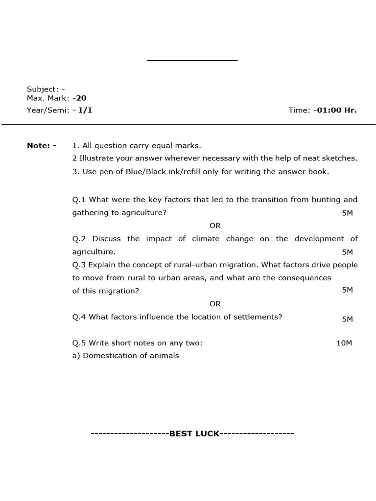 1st Sessional Exam HSR | PDF