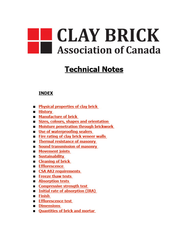Clay Brick Technical Notes | PDF | Brick | Wall