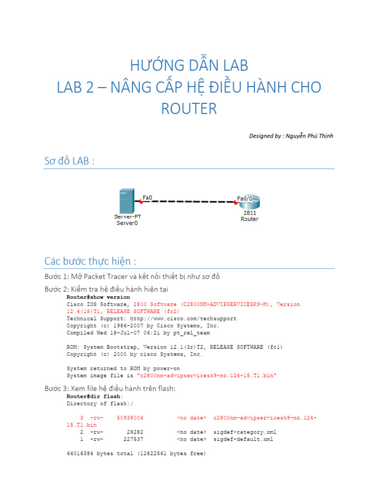 Lab 2 Upgrade Ios On Cisco Router | PDF