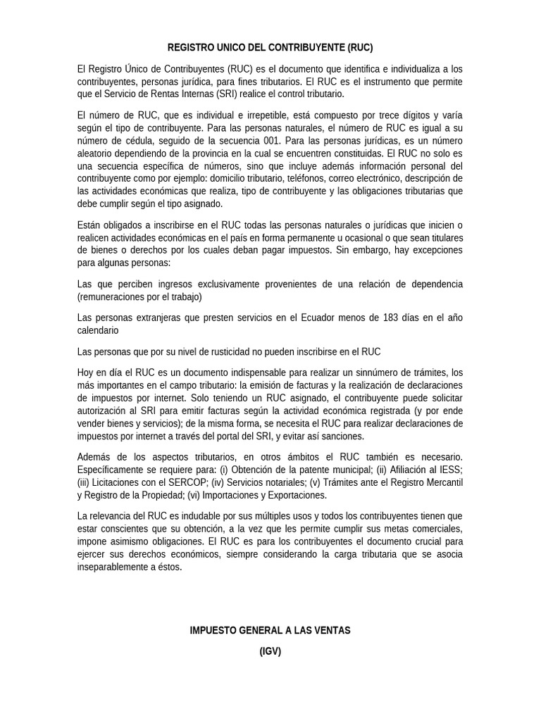 Registro Unico Del Contribuyente Pdf