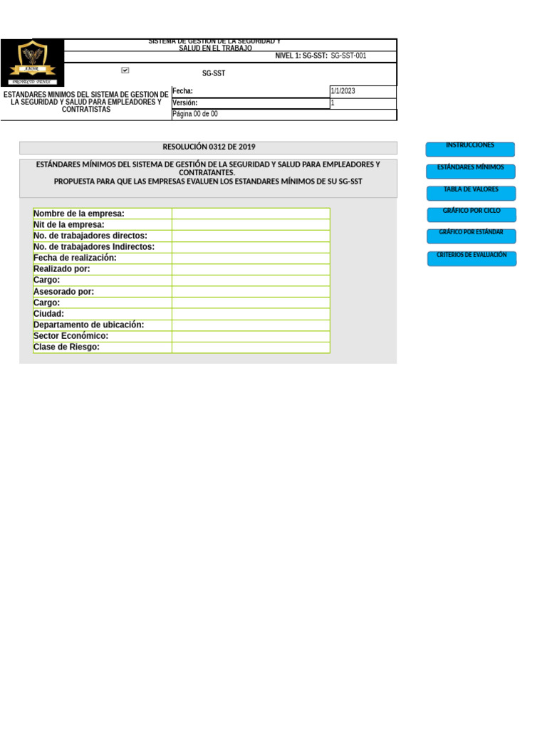 FT-SST-001 Formato Evaluacion Inicial Del SG-SST | PDF