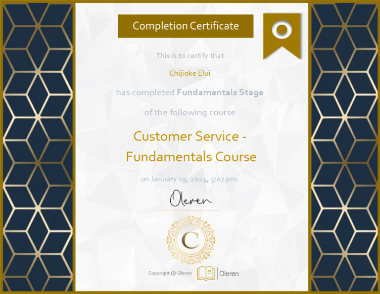 Chijioke - Elui Customer Service Fundamentals Course Courses ... Chijioke - Elui Customer Service Fundamentals Course Courses ...