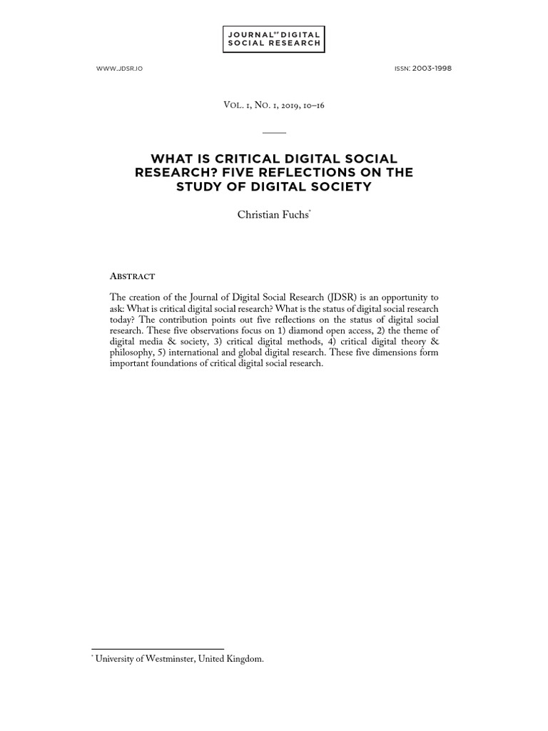 What Is Critical Digital Social Research | PDF