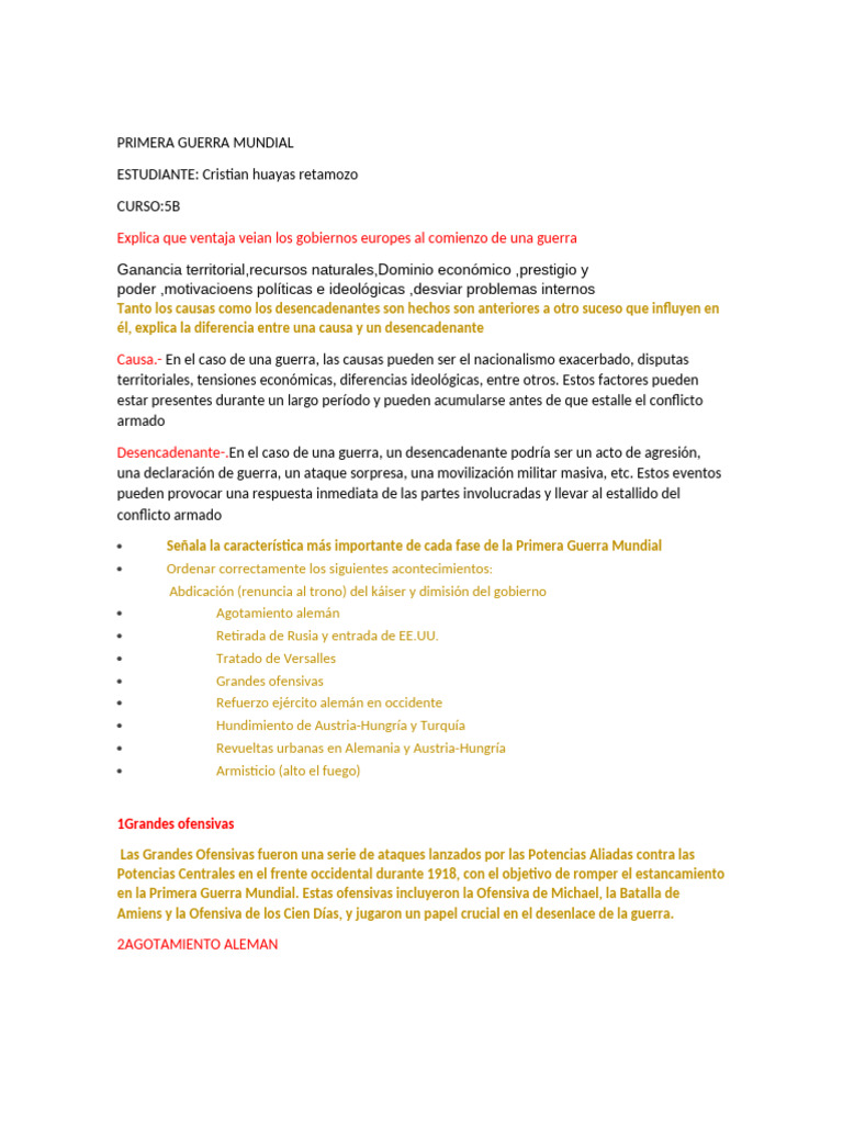 Primera Guerra Cristian Huayas | PDF