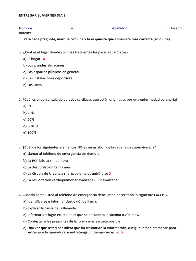 Cuestionario de RCP y DEA | PDF | Military | Public Safety