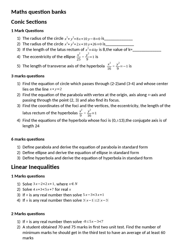 Maths Question Bank | PDF