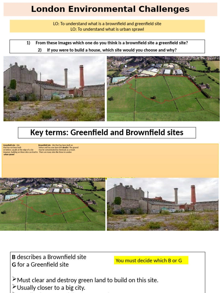 Lesson 11 - London Brown and Greenfield Sites | PDF | Urban Sprawl ...