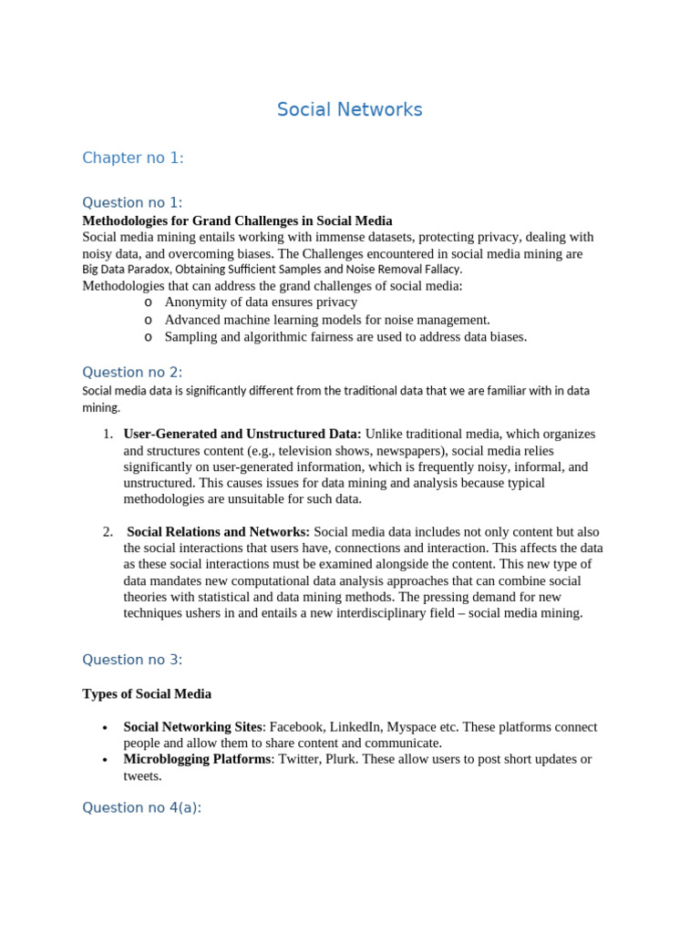 Social Networks Assignment | PDF