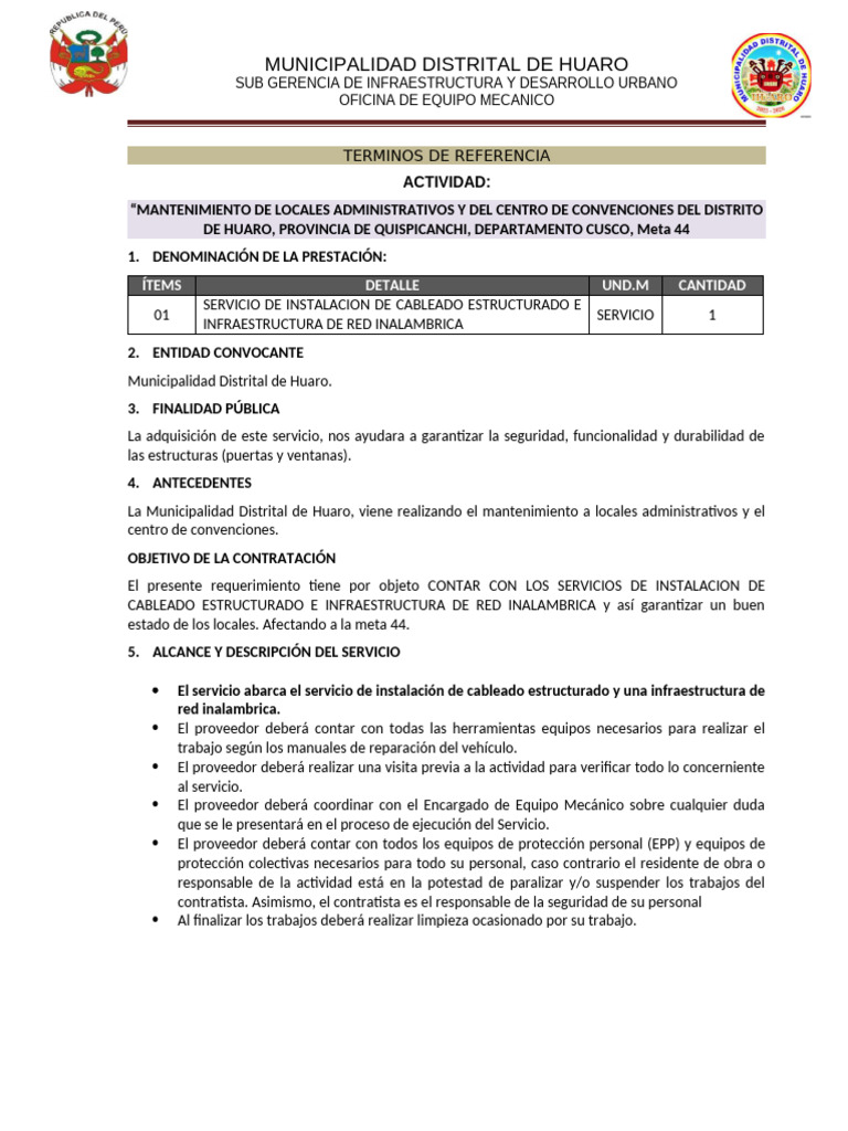 TDR SERVICIO PUERTA EXPANSIBLE | PDF