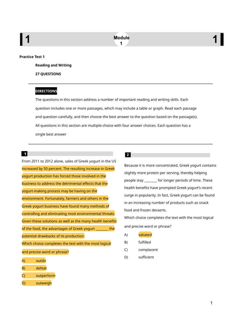 Practice Test 1 | PDF