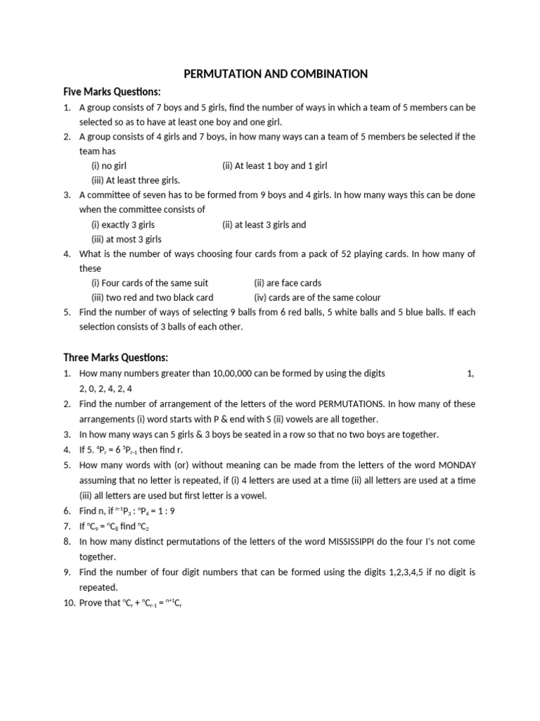 PERMUTATIONS&COMBINATIONS (2) (1) | PDF
