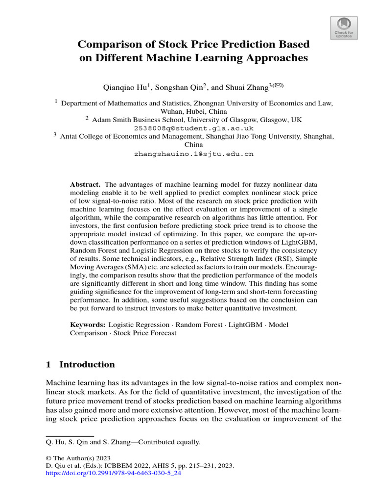 Comparison of Stock Price Prediction Based On Different Machine ...