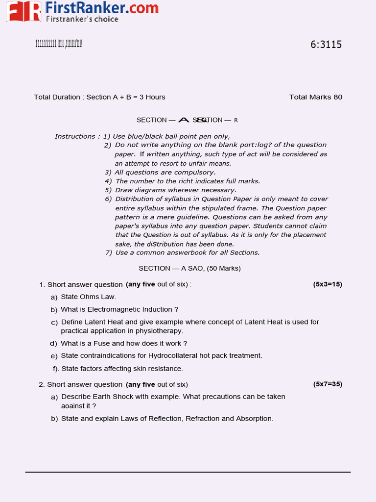 Electro Therapy 1st Year 2016 | PDF