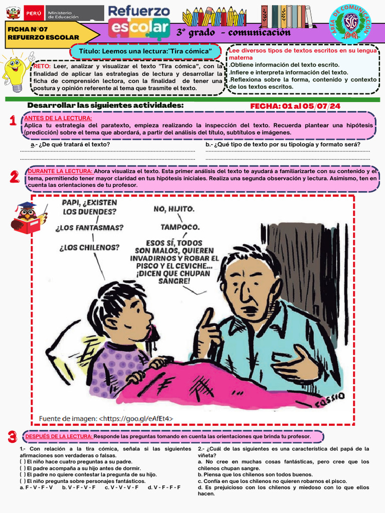 Estrategias de Lectura: Tira Cómica | PDF | Foreign Language Studies