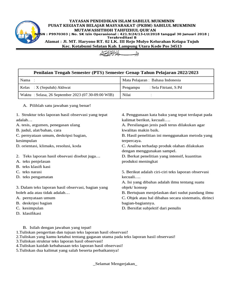 PTS Soal | PDF