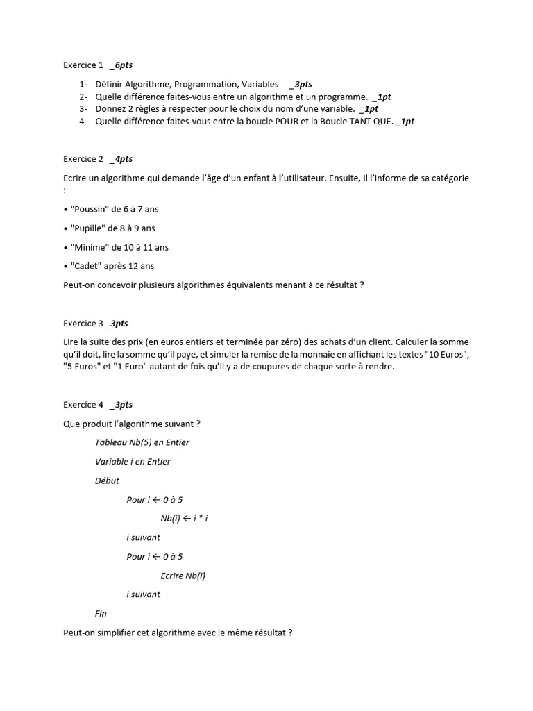 Gsi1 - Algorithme Et Programmation | PDF