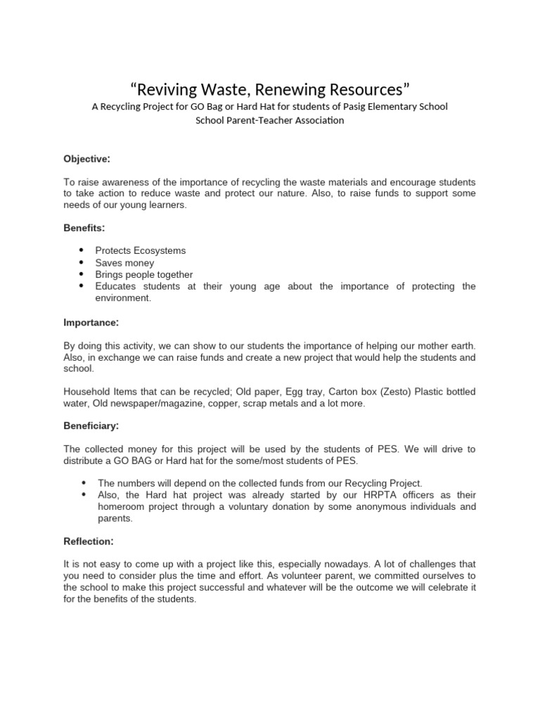 Recycling Project Proposal | PDF