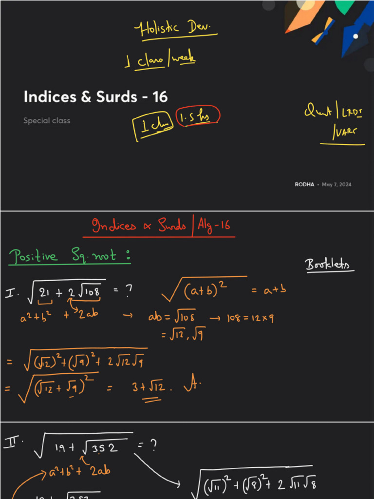 Indices Surds 16 With Anno | PDF