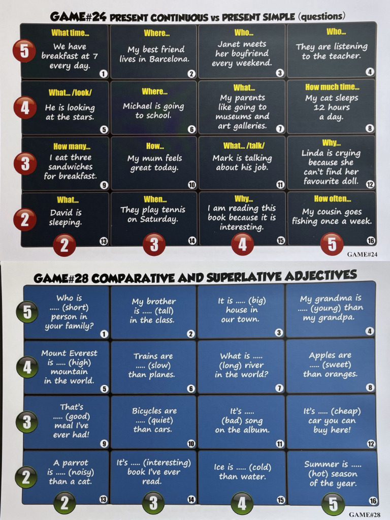 Fun Grammar Board Games A1 | PDF